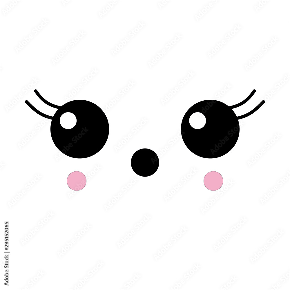 Vector illustration of a cute kawaii anime surprised face with pink ...