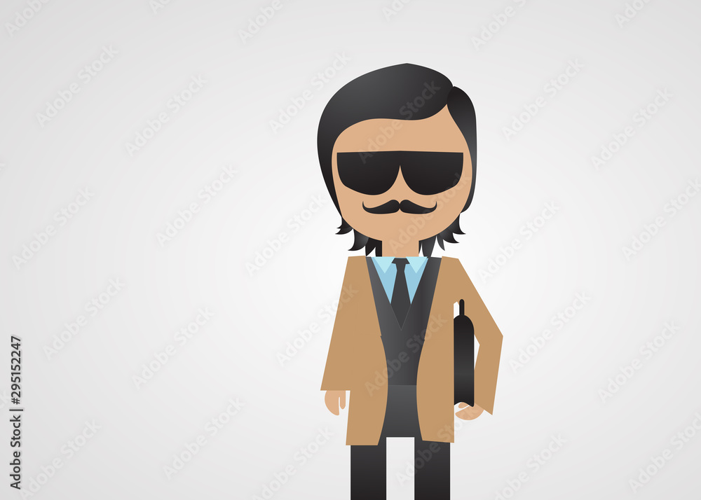 Mafia Gangster Cartoon Vector. Business Man - Isolated On Gray ...