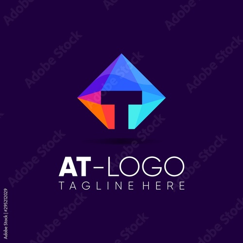 letter a and t logo design vector. with full color concept. Stock ...