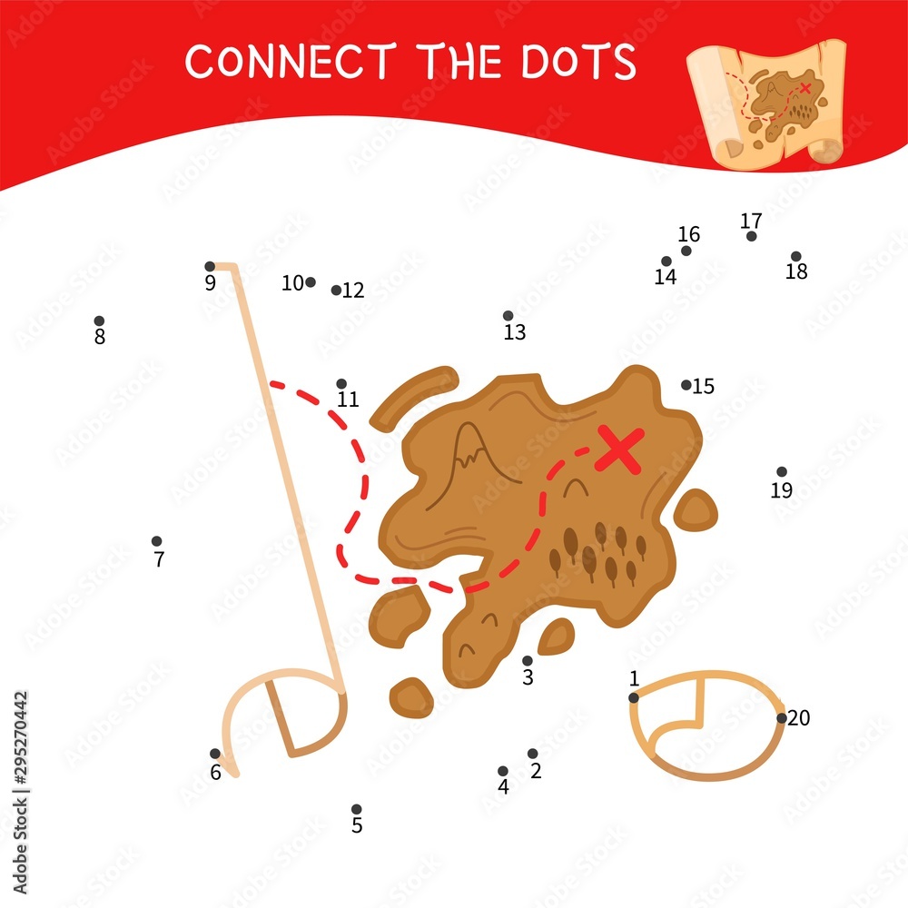 Educational game for kids. Dot to dot game for children. Pirate ...