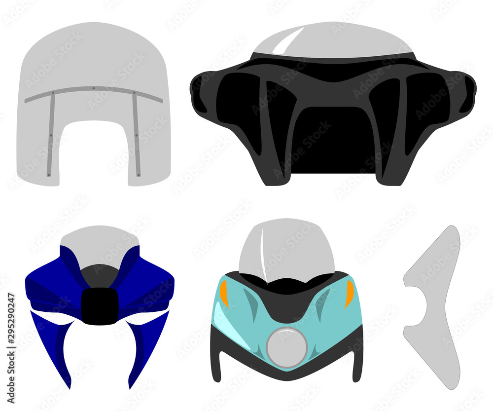 Motorcycle windshield front and top view isolated on white vector ...