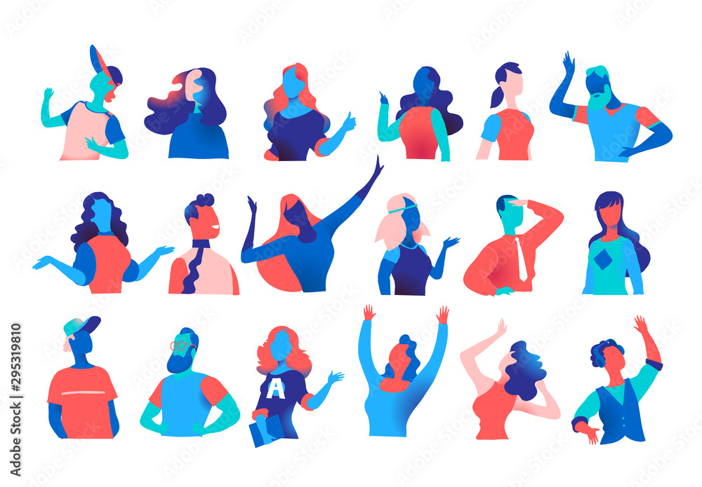 Collection of vector male and female characters in different poses ...