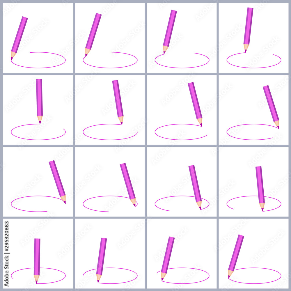 Color pencil drawing circle animation sprite sheet isolated on white ...