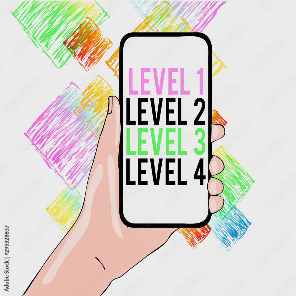 Illustration Stock Conceptual hand writing showing Level 1, 2, 3 and 4 ...