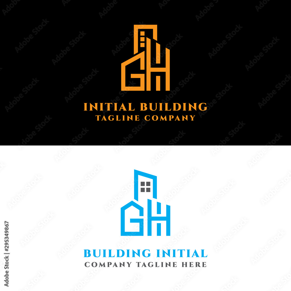 Initial concept of the Set GH logo with a vector building template for ...