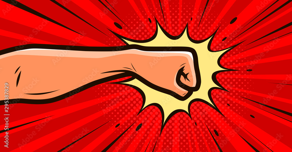 Fist. Pop art retro comic style. Punch, cartoon vector illustration ...