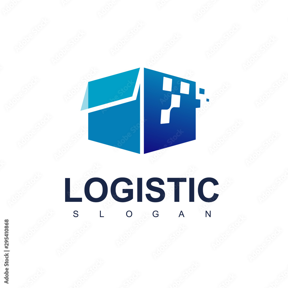 Fast Moving Box, Logistic Logo Design Vector With Pixel Symbol Stock ...