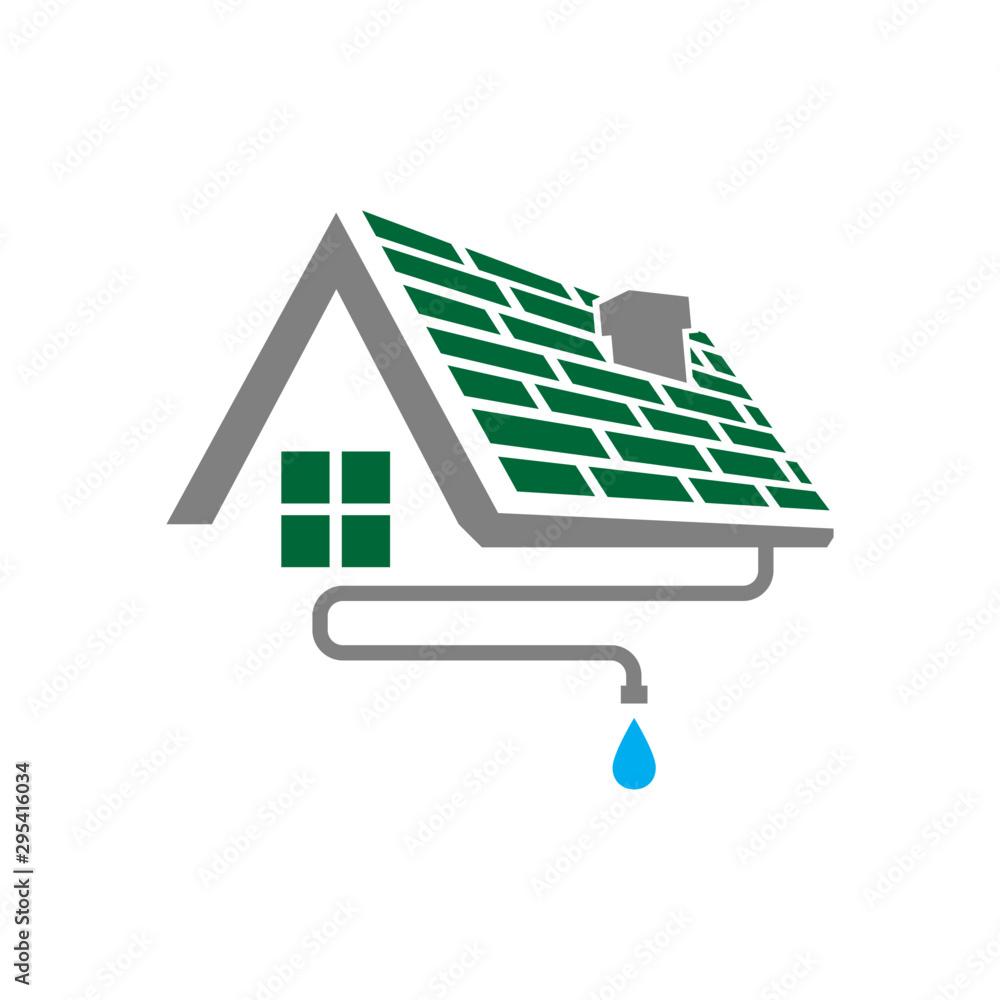house roof gutter logo design vector badge emblem template ...