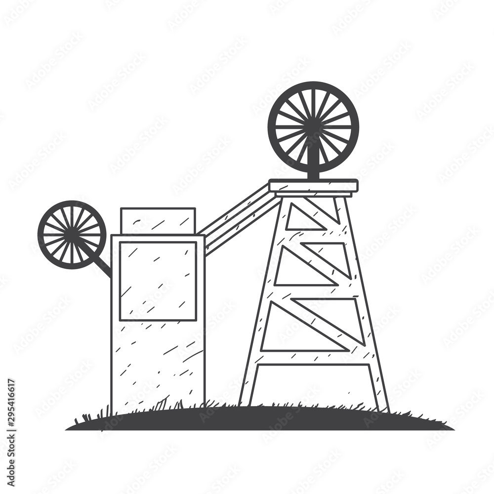 Mining mine logo outline drawing. Stock Vector | Adobe Stock