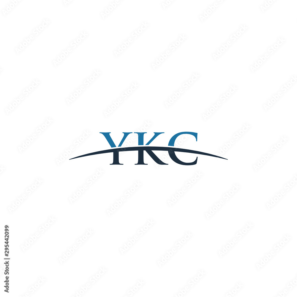 Initial letter YKC, overlapping movement swoosh horizon logo company ...