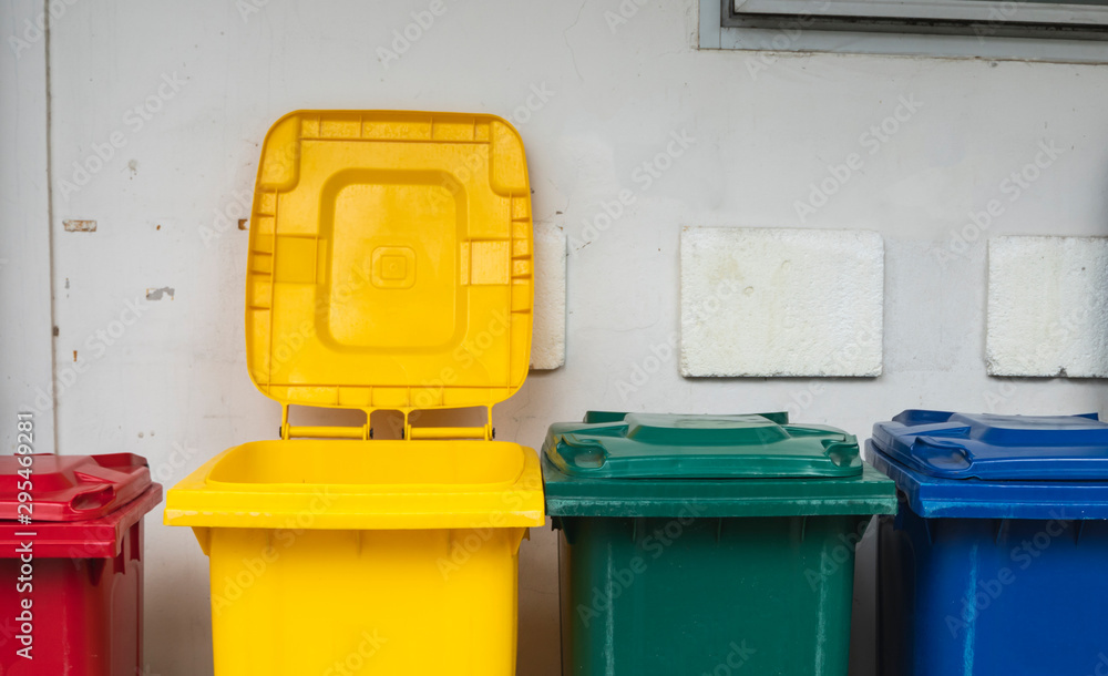 Garbage Trash Bins for collecting a recycle materials. Garbage trash ...