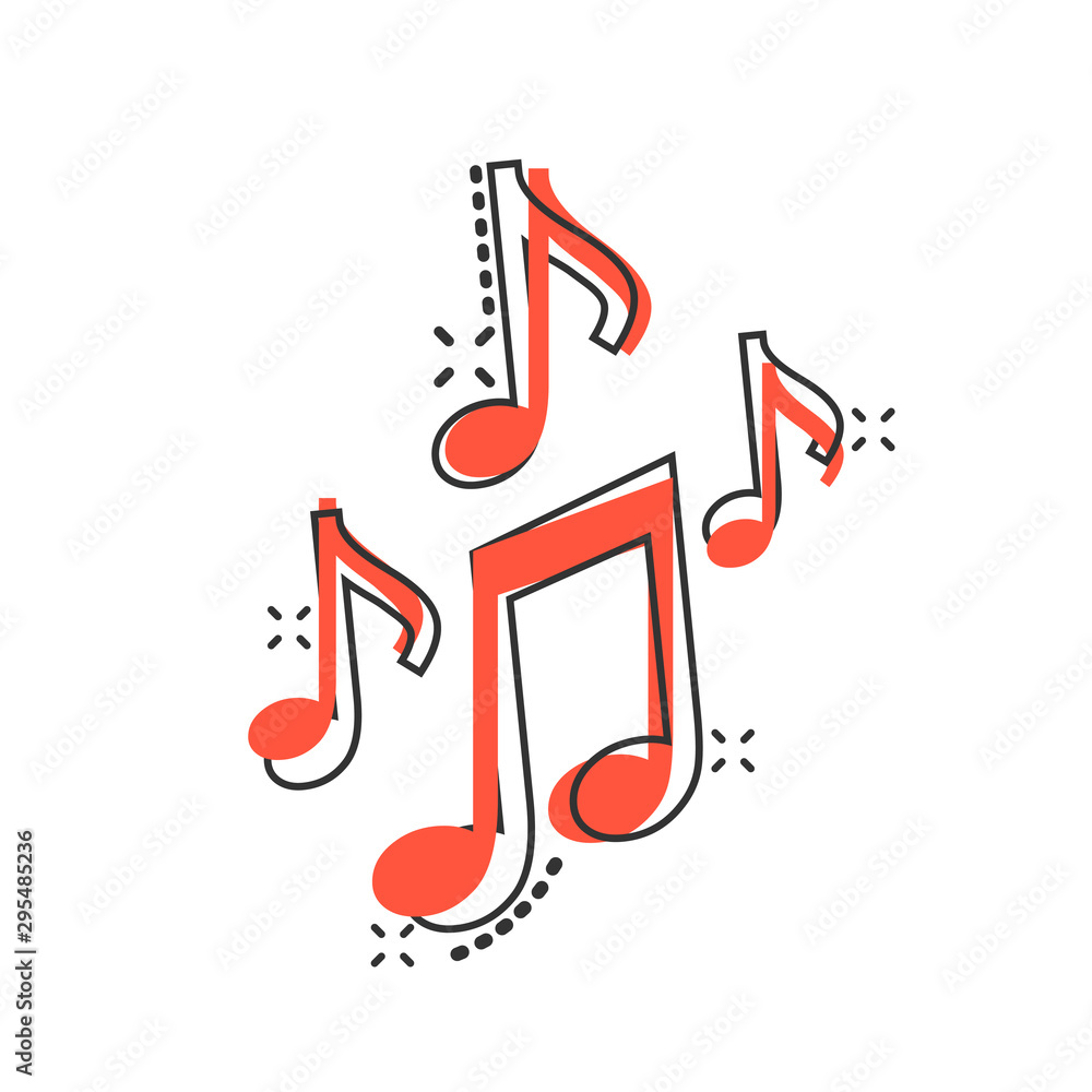 Vector cartoon music note icon in comic style. Sound media concept ...
