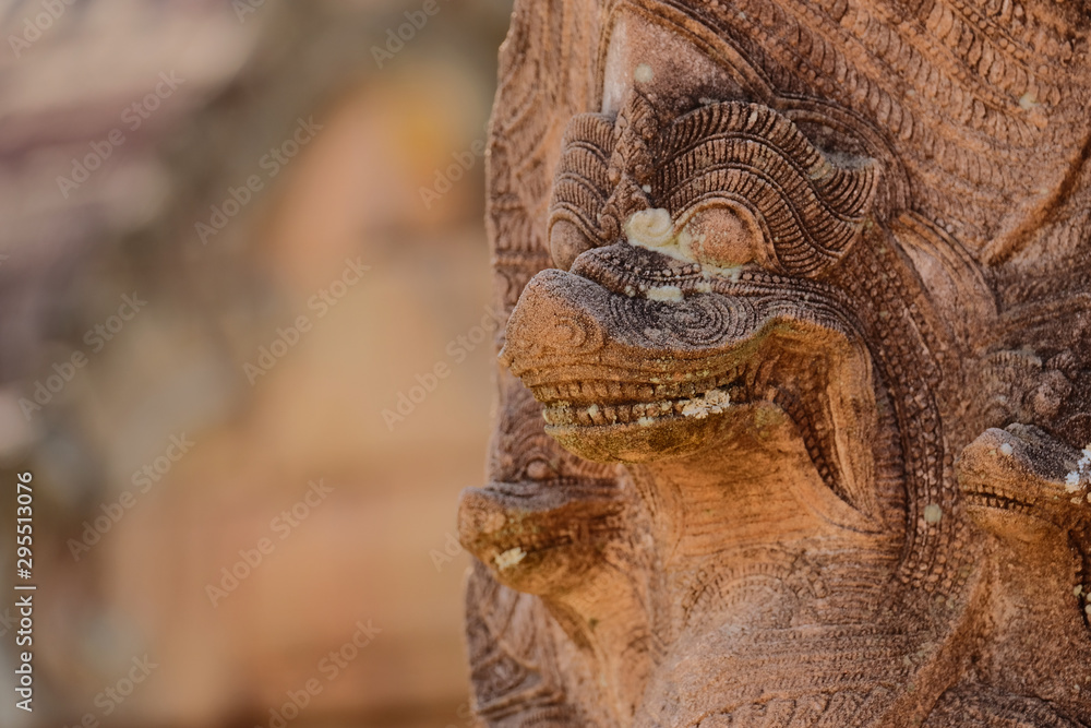 Naga or big snake is Khmer art make form sand stone crave for decorate ...