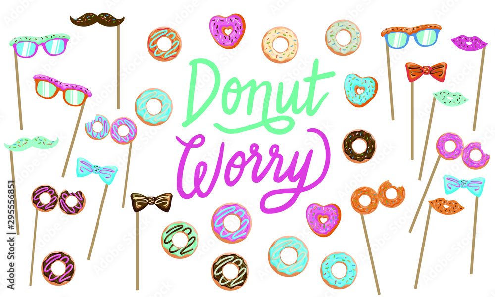 Vector de Stock Photo booth props Donut, Printable Photo Booth Props ...