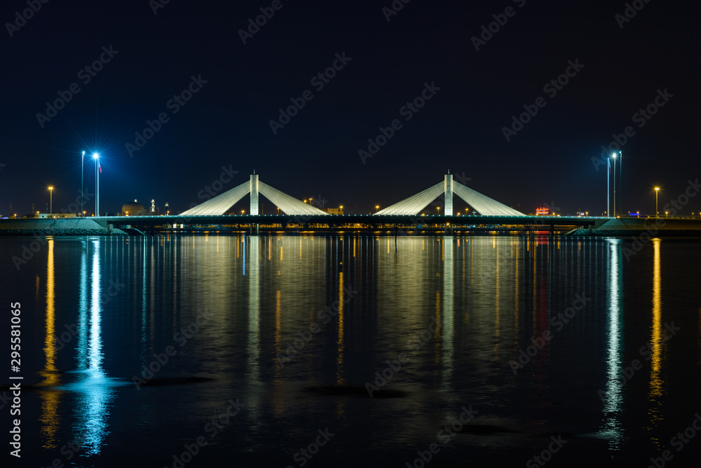 Beautiful view of Sheikh Isa Bin Salman bridge, Manama, Bahrain. Stock ...