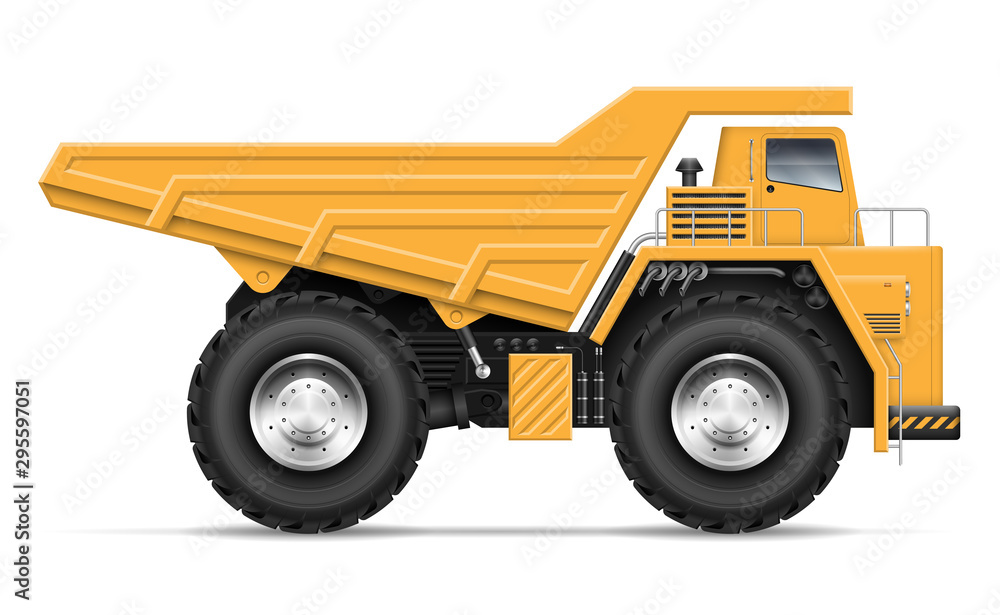 Quarry dump truck view from side isolated on white background ...