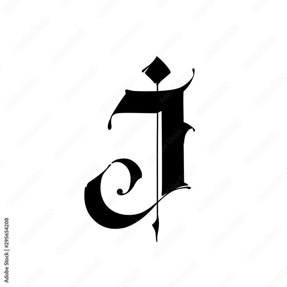 Letter J, in the Gothic style. Alphabet. The symbol is isolated on a ...