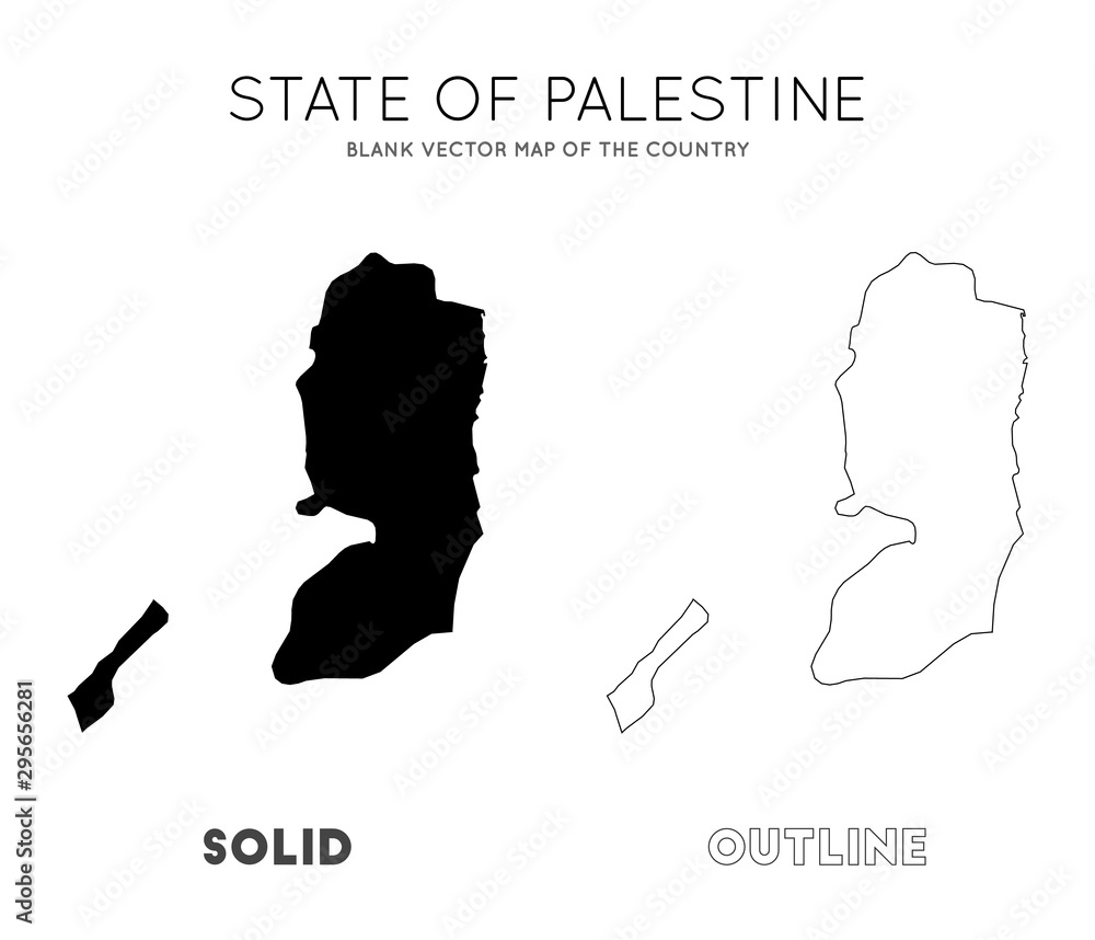 Palestine map. Blank vector map of the Country. Borders of Palestine ...
