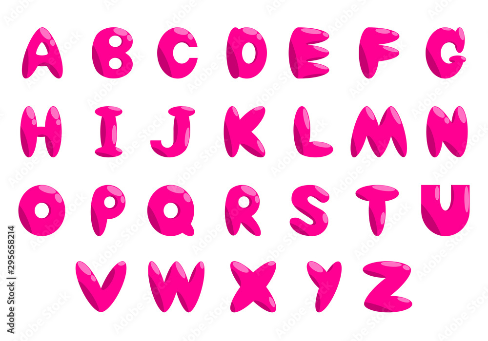 Pink bubble font letter set A to Z Vector 3d Illustration. Stock Vector ...