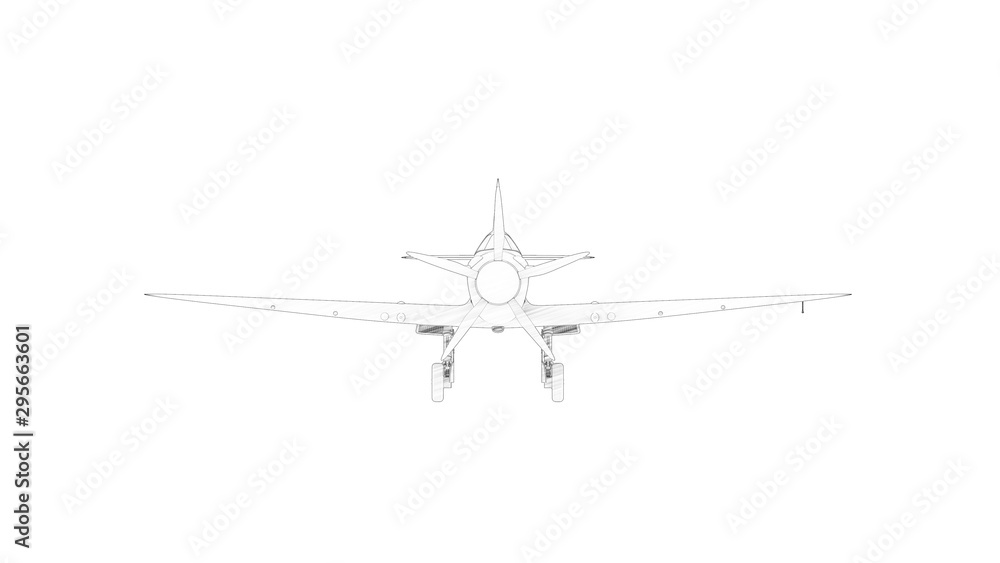 3d rendering multiple technical drawing views of a Spitfire Stock ...