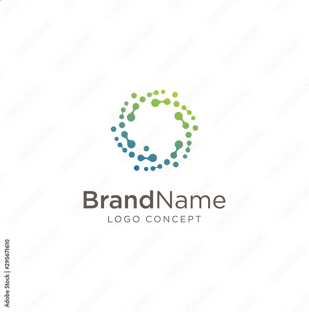 Circle round Tech Logo flow shape modern icon for construction ...