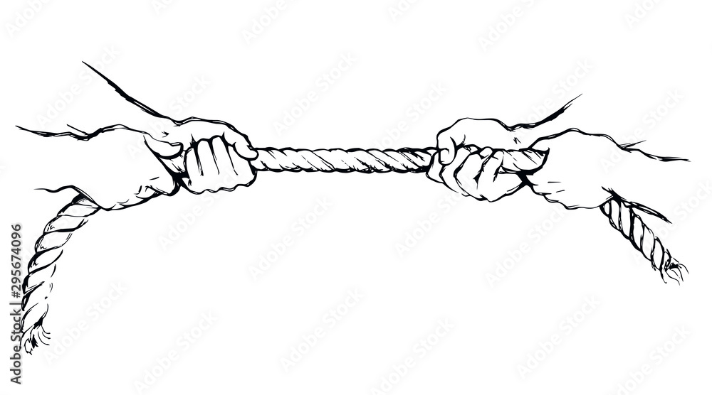 Tug of war. Vector drawing Stock Vector | Adobe Stock