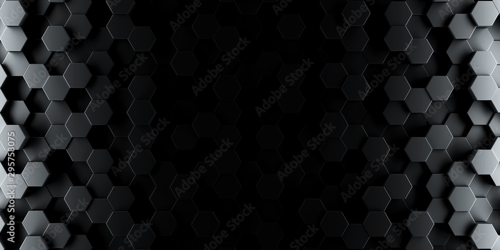 Dark hexagon wallpaper or background - 3d render Stock Photo | Adobe Stock