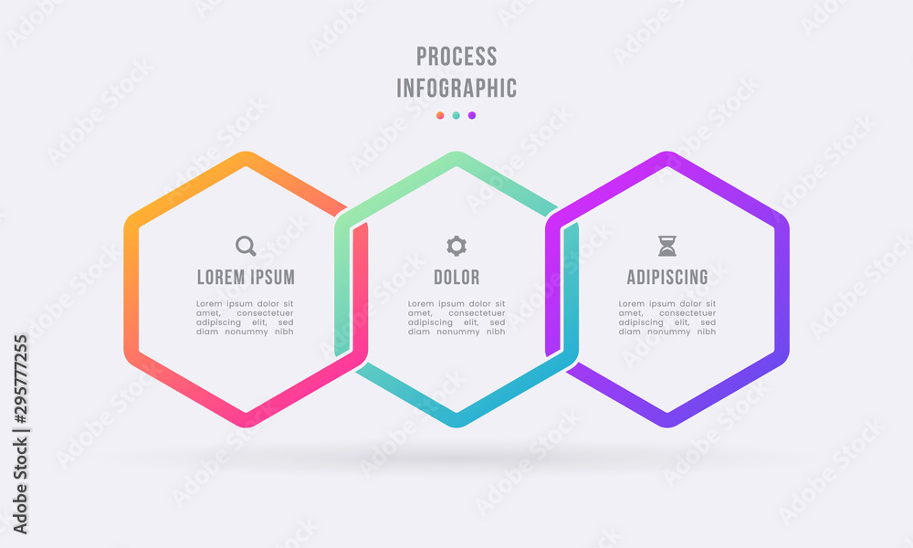 business process timeline infographics 3 steps shapes template Stock ...