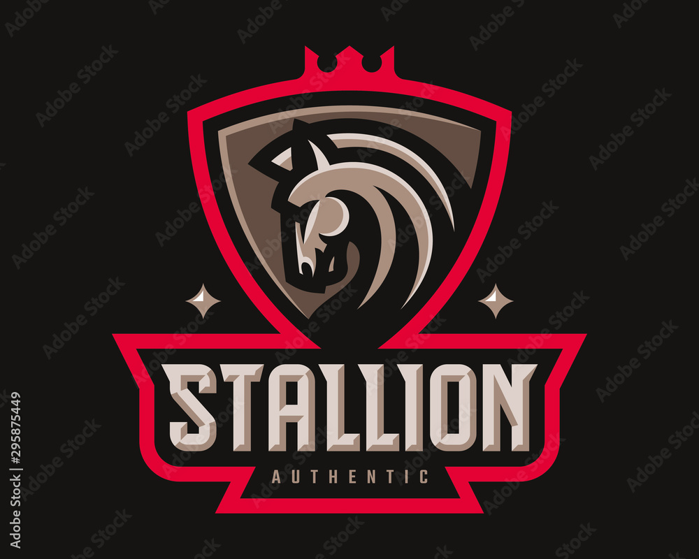 Stallion modern mascot logo. Horse template design emblem for a sport ...