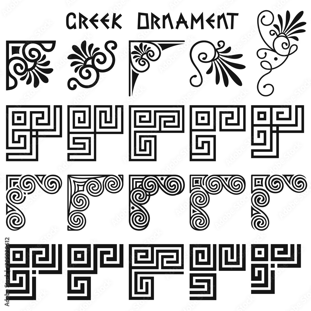 Vector set of corner design elements in greek style Stock Vector ...