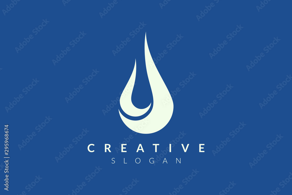 Drops of water in abstract form. Minimalist vector design. Monogram and ...