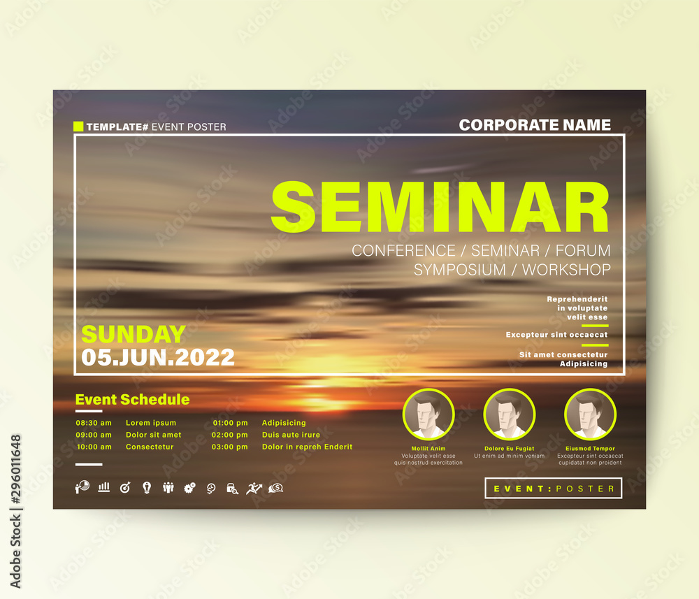 Business conference design template. Abstract sunset background for ...