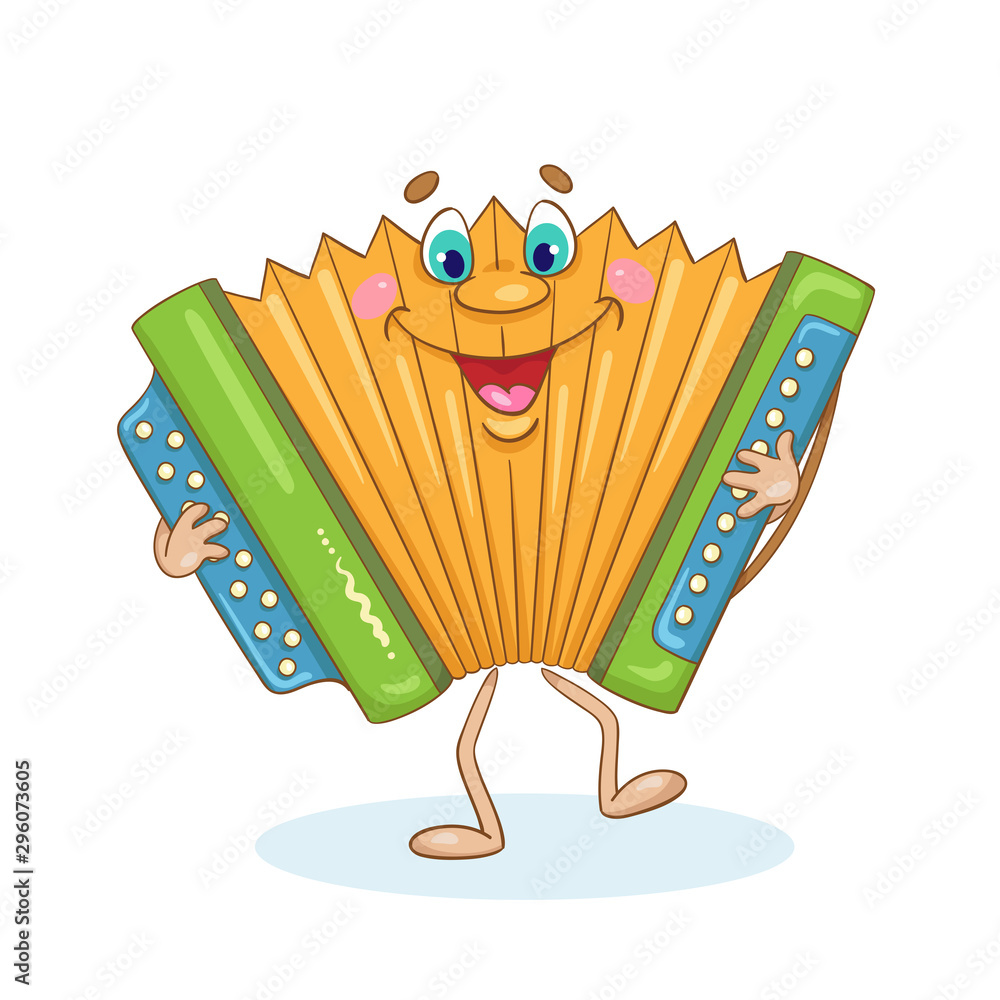 Musical instruments. Funny harmonica in cartoon style. Isolated on ...