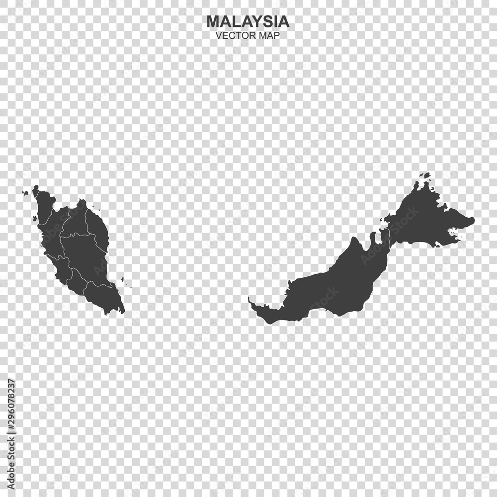 political map of Malaysia isolated on transparent background Stock ...