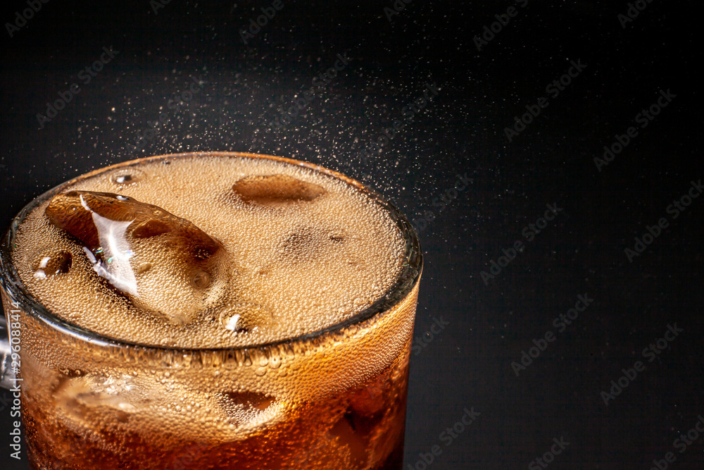 Fizz sparkling Cola water Refreshing bubbly Soda Pop with Ice Cubes ...