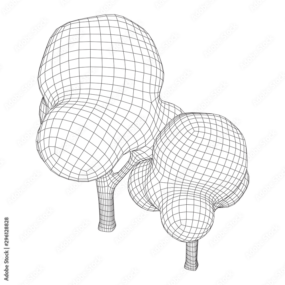 Mesh image of trees. Low poly background. Eco vector. Wireframe low ...