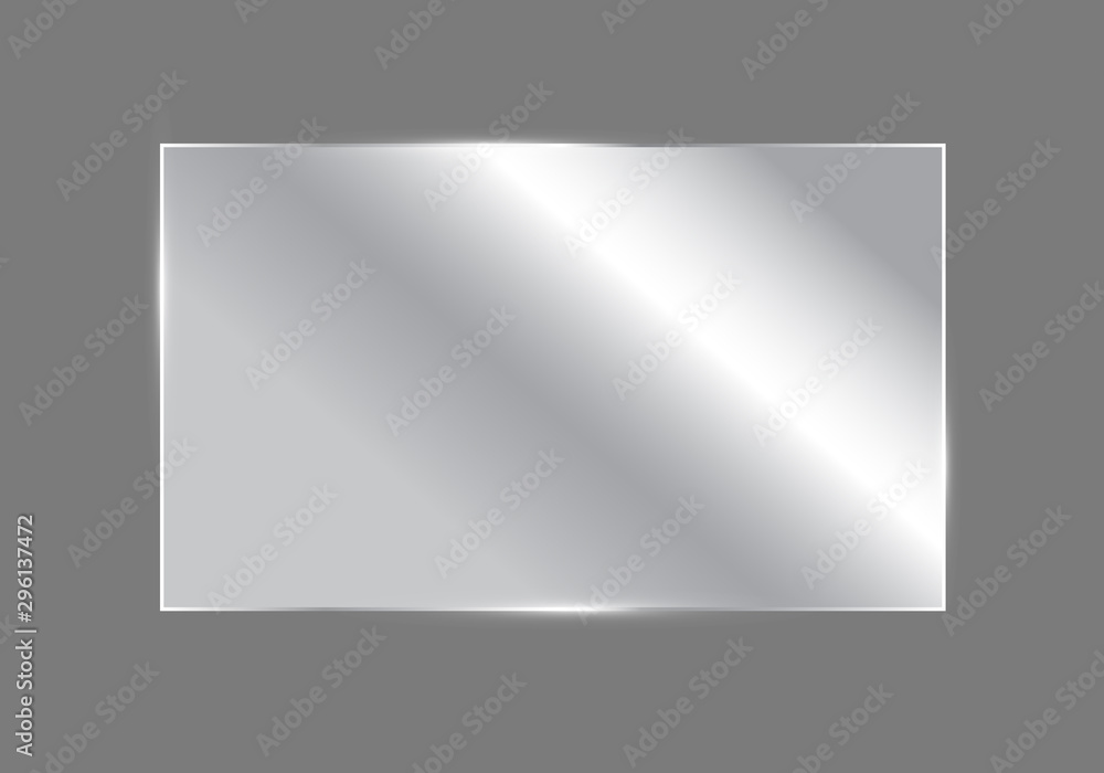 Frame glare glass plate on transparent background.Acrylic texture with ...