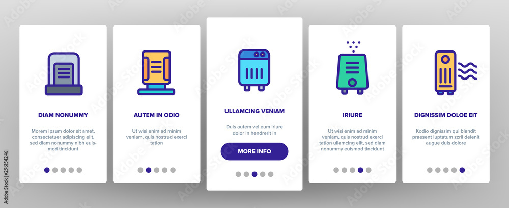 Air Purifier Devices Onboarding Mobile App Page Screen Vector Thin Line ...