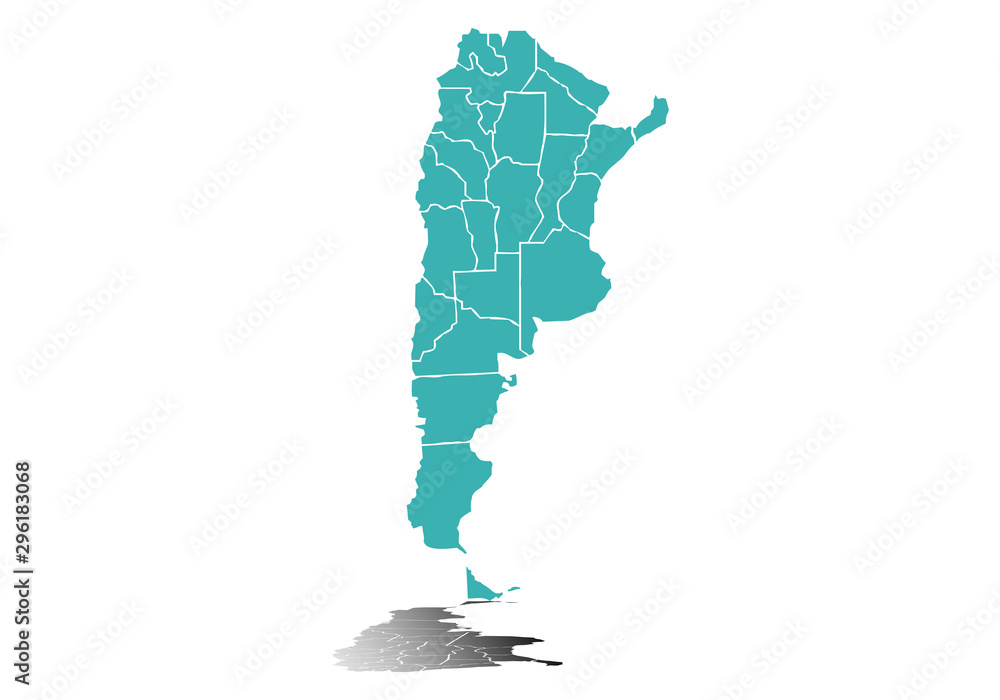 Mapa azul de Argentina sobre fondo blanco. Stock Vector | Adobe Stock