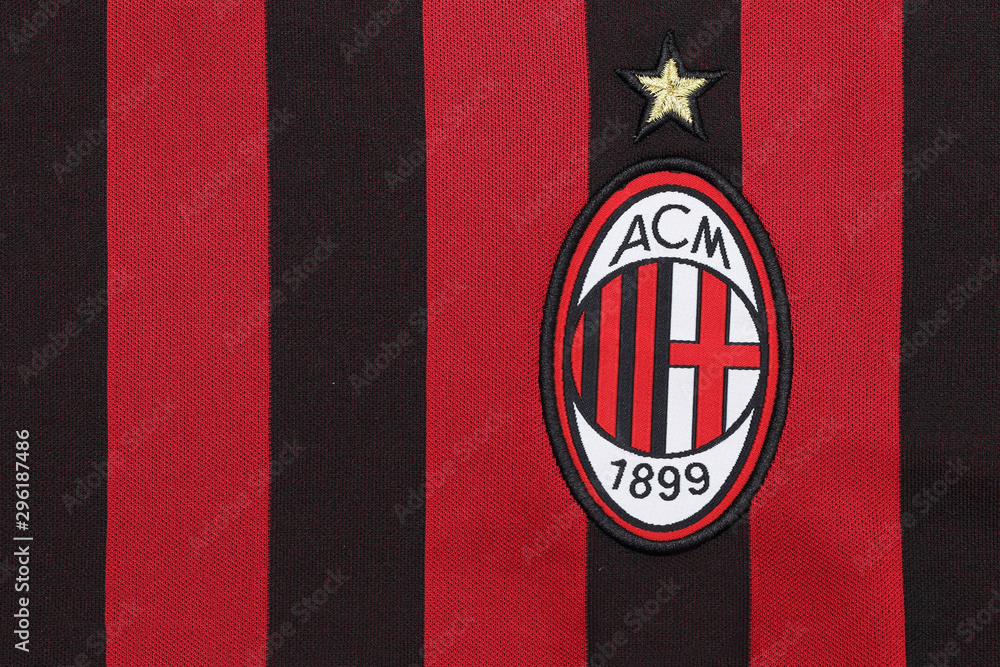 BANGKOK, THAILAND - JULY 24: The Logo of AC Milan Football Club on the ...