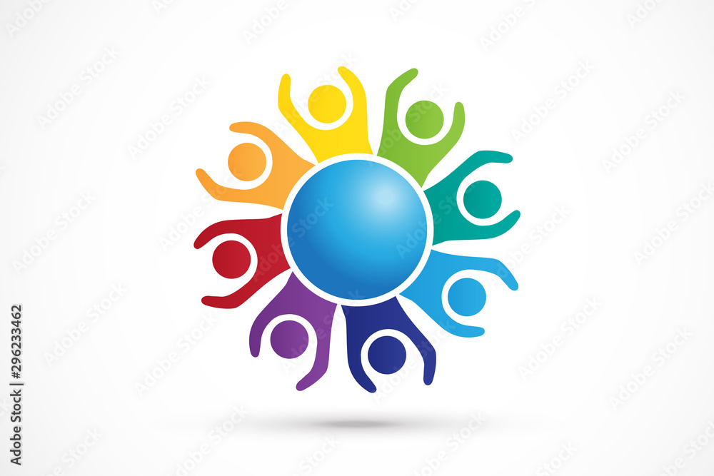 Logo teamwork unity business people community charity volunteer ...