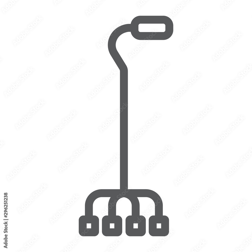 Quad walking stick line icon, orthopedic and medical, quad cane sign ...