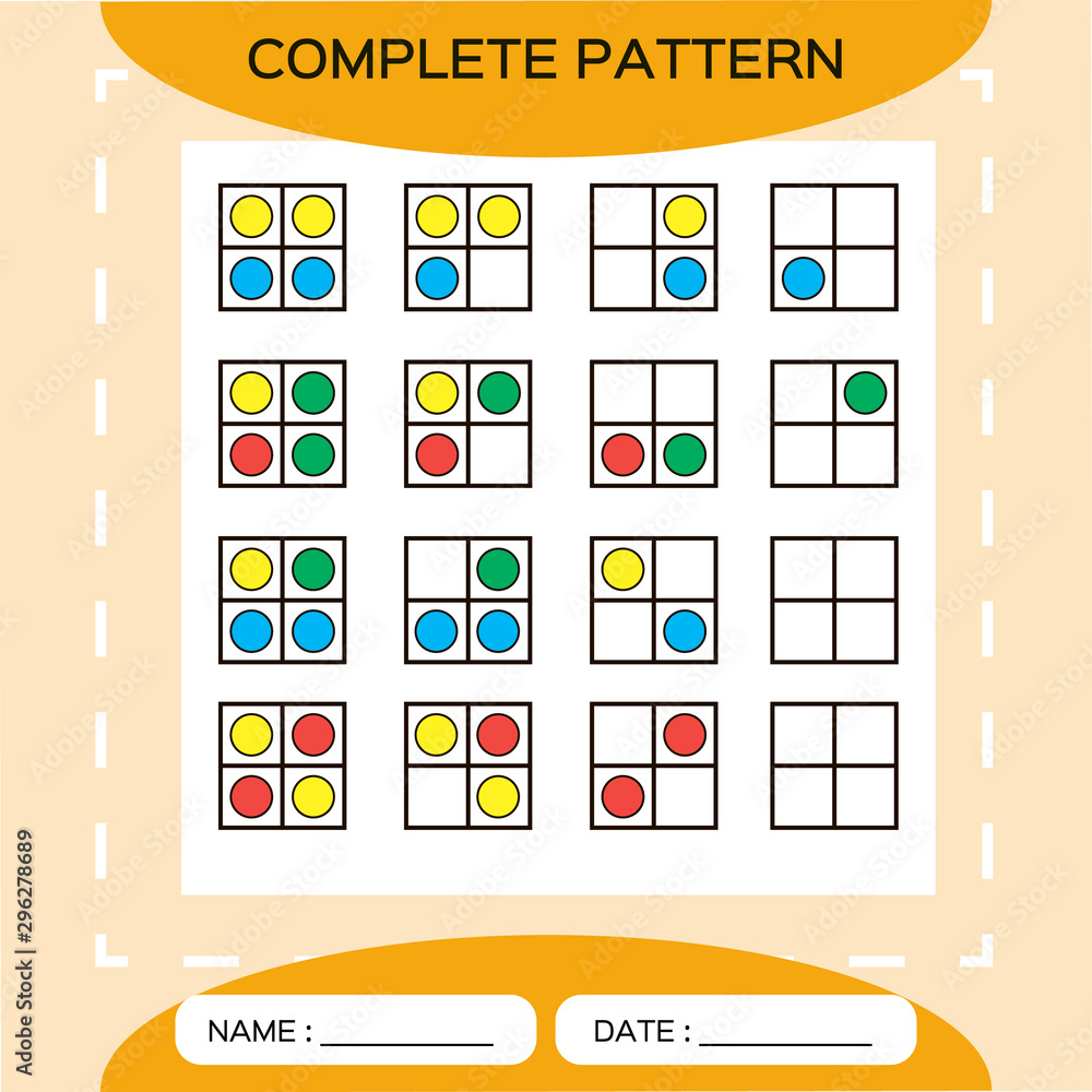 Repeat pattern. Square grid 2x2 with colorfull circles. Special for ...