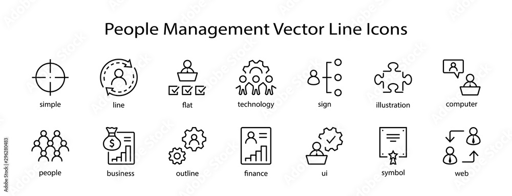 Set of People Management Related Vector Line Icons. Contains such Icons ...