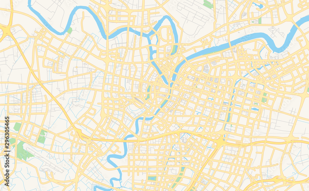 Printable street map of Ningbo, China Stock Vector | Adobe Stock