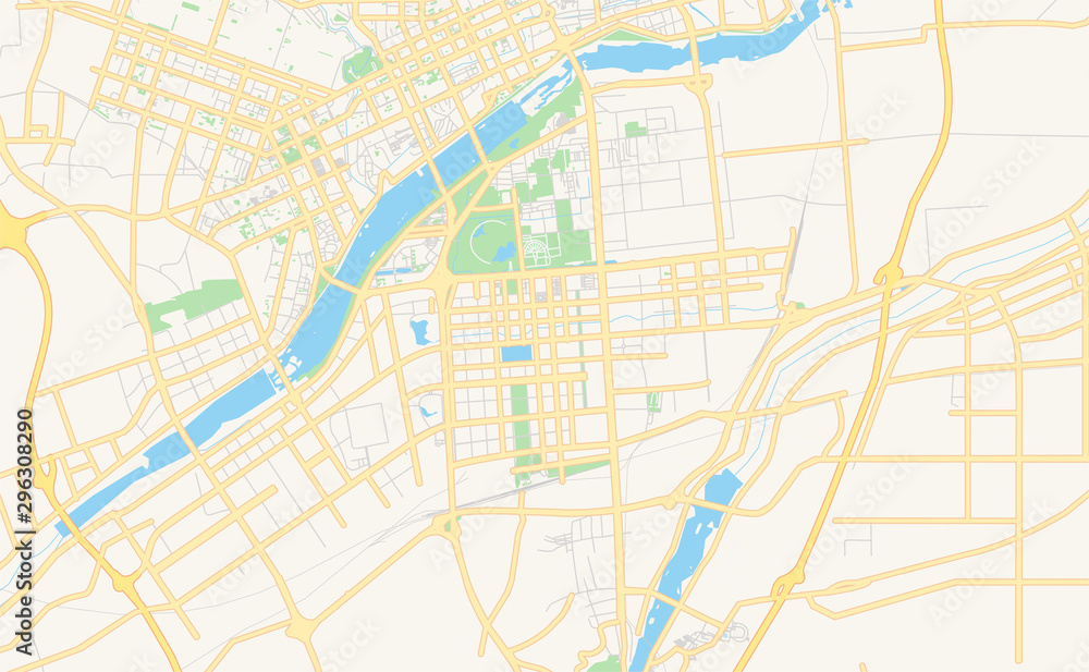Printable street map of Luoyang, China Stock Vector | Adobe Stock