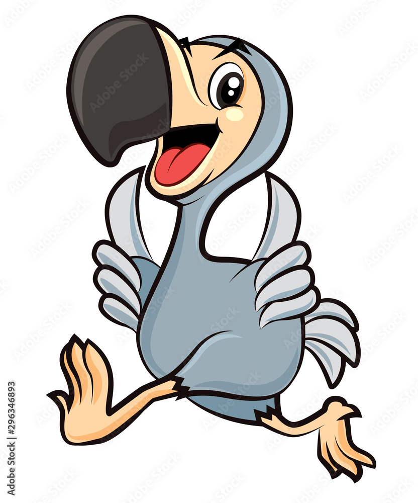 Cartoon cute happy Dodo bird character walking and showing GOOD hand ...