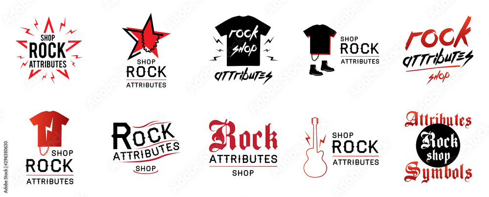 Vector logo for rock shop paraphernalia, symbols Stock Vector | Adobe Stock