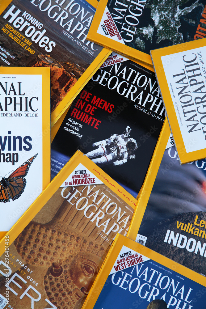illustrative editorial image of a stack of National Geographic ...