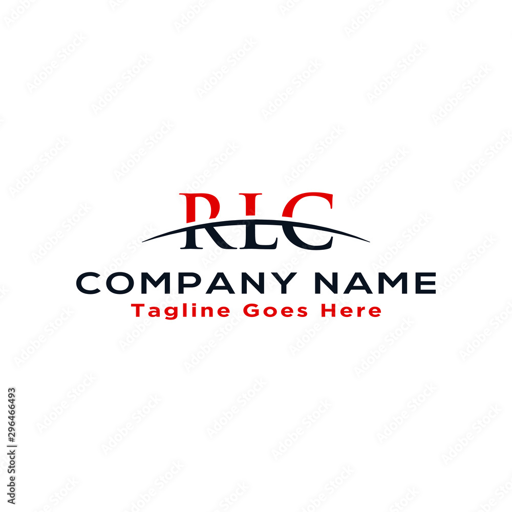 Initial letter RLC, overlapping movement swoosh horizon logo company ...